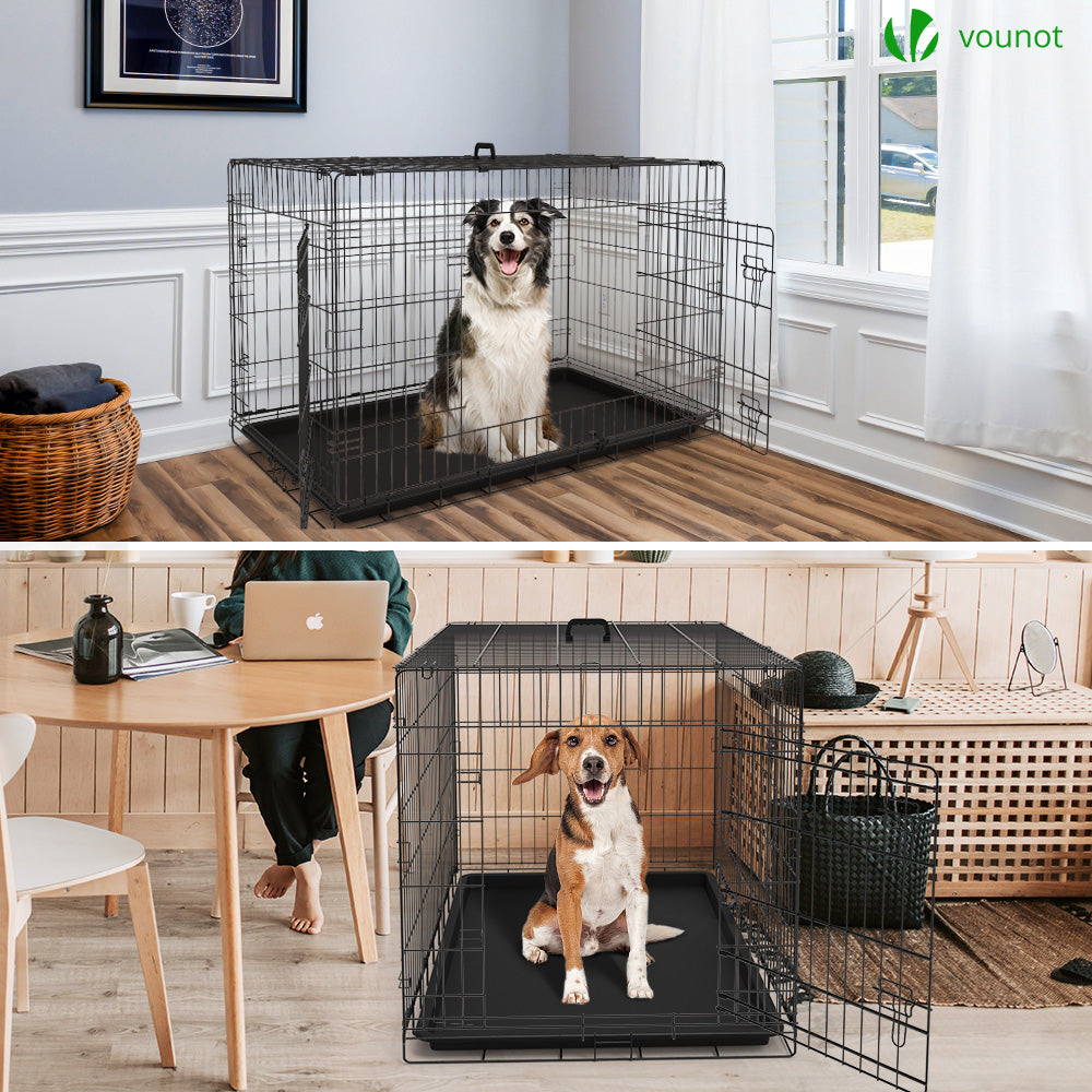 Cage pour chien pliable avec 2 portes verrouillable plateau amovible ...